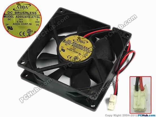 DC 24V 0.16A, 80x80x25mm AD0824HS-A71GL, S ADDA AD0824HS-A71GL Server - Square Fan. PcHub.com ...