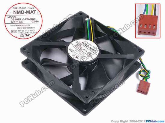 DC 12V 0.56A, 92x92x25mm 3610RL-04W-S66, F05 NMB-MAT / Minebea 3610RL-04W-S66 Server - Square ...