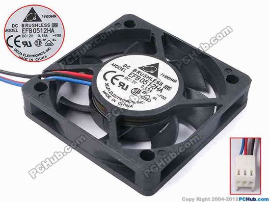 DC 12V 0.15A, 50x50x10mm EFB0512HA, -F00 Delta Electronics EFB0512HA ...