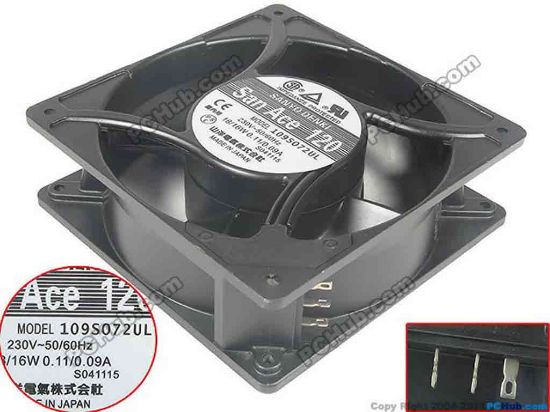 109S072UL, AC 230V~50/60Hz, 120x120x38mm 109S072UL Sanyo Denki ...