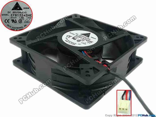 DC 24V 1.38A, 127x127x38mm EFB1324SHE, -F00 Delta Electronics ...