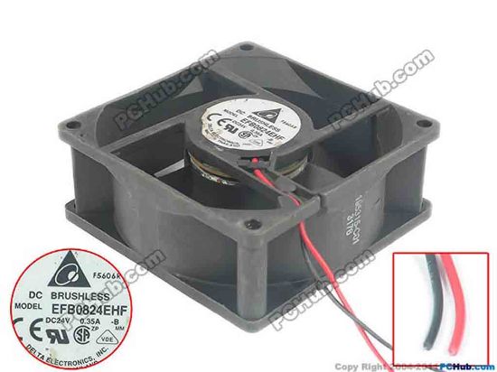 DC 24V 0.35A, 80x80x32mm EFB0824EHF, -B Delta Electronics EFB0824EHF ...