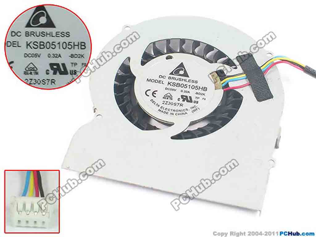 DC5V 0.50A, Bare fan KSB05105HB, -BD2K Delta Electronics KSB05105HB ...
