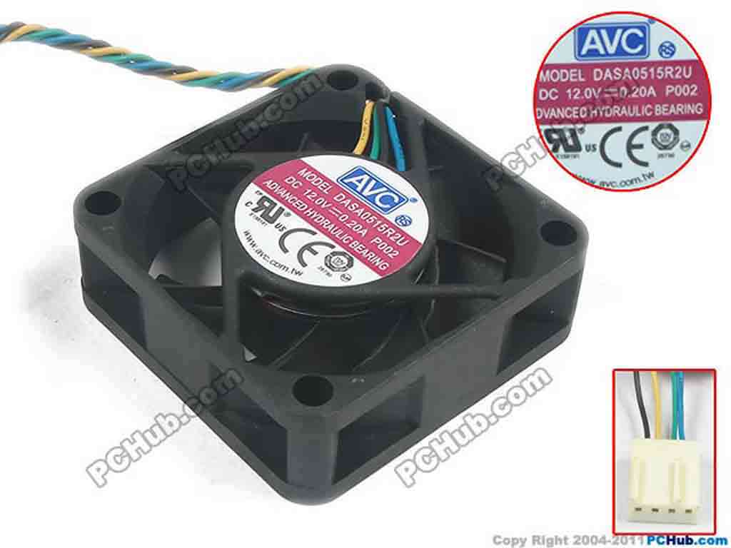 DC 12V 0.20A, 45x45x15mm DASA0515R2U, P002 AVC DASA0515R2U Server - Square Fan. PcHub.com ...