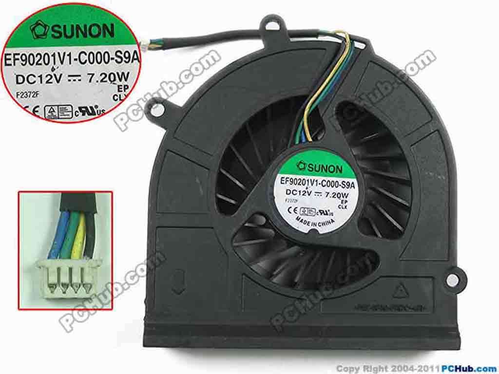 DC12V 7.2W, Bare fan EF90201V1-C000-S9A SUNON EF90201V1-C000-S9A Cooling Fan. PcHub.com - Laptop ...
