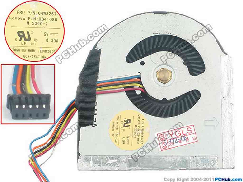 DC5V 0.30A, Bare fan M-234C-2, 0B41086, 04W3267 Lenovo ThinkPad T430 ...