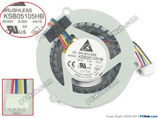 DC 5V0.40A, Bare fan KSB05105HB, -AG1G Delta Electronics KSB05105HB ...