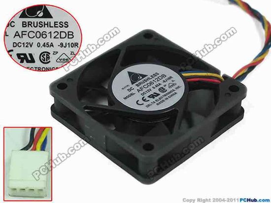 DC 12V 0.45A, 60x60x15mm AFC0612DB, -9J10R Delta Electronics AFC0612DB ...
