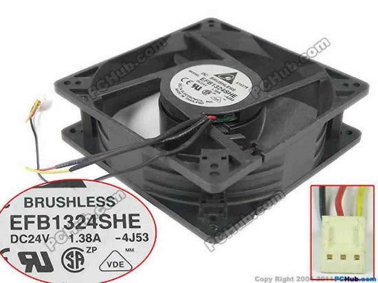 DC 24V 1.38A, 127x127x38mm EFB1324SHE, -4J53 Delta Electronics ...