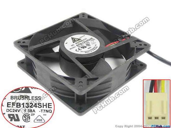 DC 24V 1.38A, 120x120x38mm EFB1324SHE, -T7NQ Delta Electronics ...
