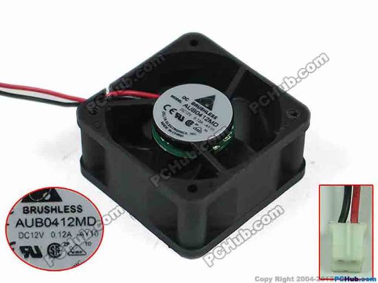 DC 12V 0.12A, 40x40x20mm AUB0412MD, -AY10 Delta Electronics AUB0412MD Server - Square Fan. PcHub ...