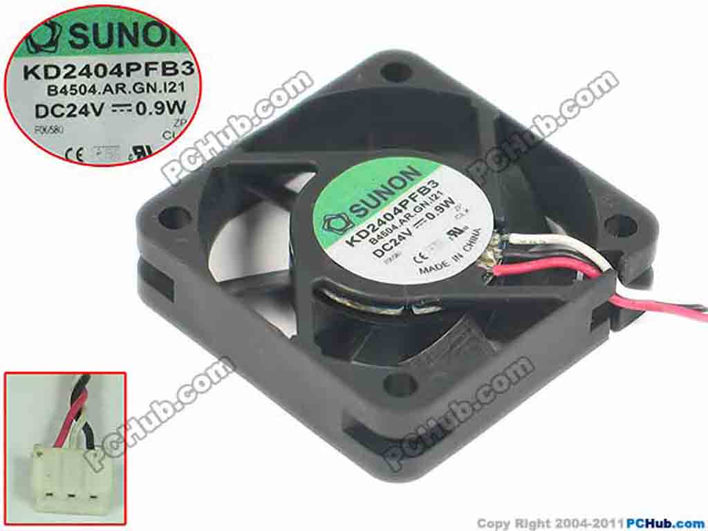 DC 24V 0.9W, 40x40x10mm B4504.AR.GN.I21, 11.(2).B4504.AR.GN.I21 SUNON ...