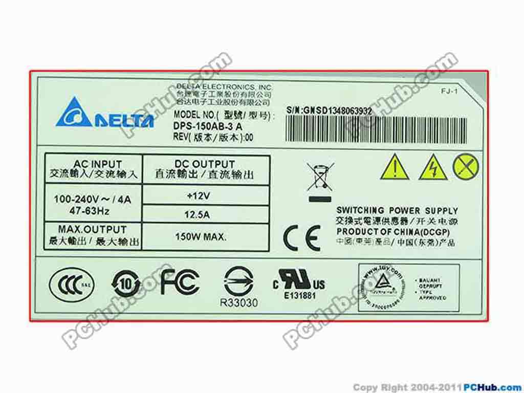 150W ATX PSU For Server / Computer DPS-150AB-3 A Delta Electronics DPS ...