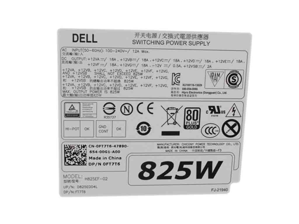 825W PSU For T5810 T7810 7610 7910 H825EF-02, CN-0FT7T6 Dell Precision ...