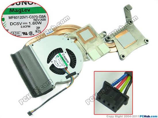 DC5V 1.60W, Heatsink Fan, AT0LE002ZCL DP/N: 9C7T7, MF60120V1-C370-G9A ...