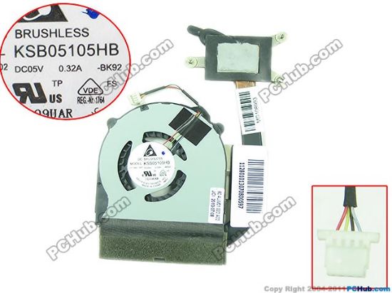 DC5V 0.32A, heatsink fan KSB05105HB, -BK92, 60.4UW01.002 Delta ...